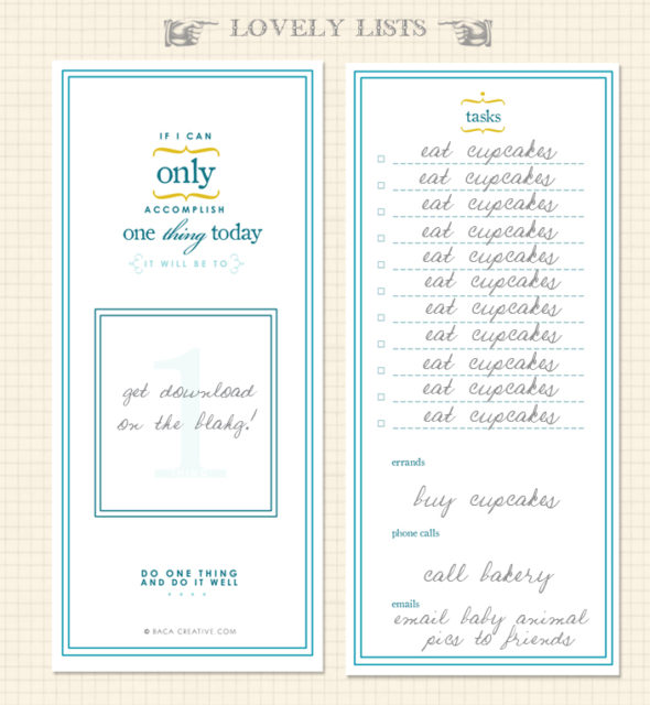 do one thing & task list {downloadable} – Tracie Stier-Johnson